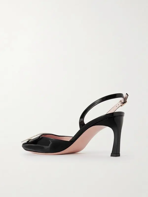 ROGER VIVIER Trompette 70 Patent-leather Slingback Pumps