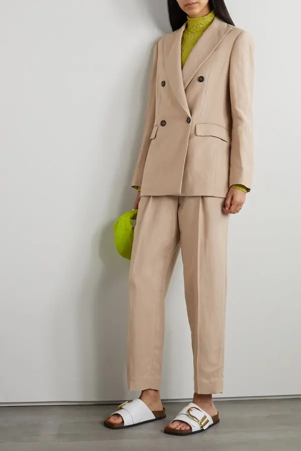 Brunello Cucinelli Double-breasted Linen Blazer
