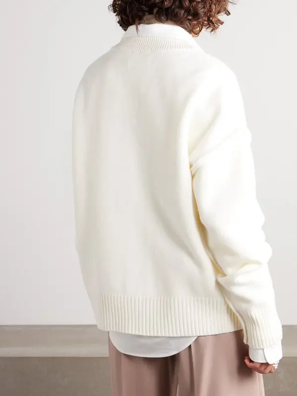 AMI Paris Intarsia Merino Wool Cardigan