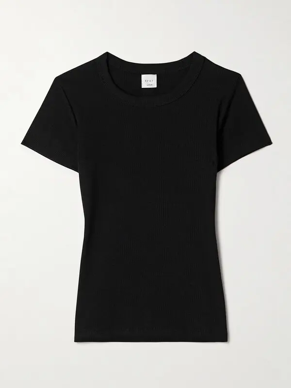 LESET Kelly Ribbed Cotton-blend Jersey T-shirt - Black