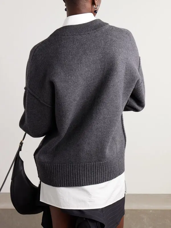 AMI Paris Wool Intarsia Cardigan With De Cœur' Motif