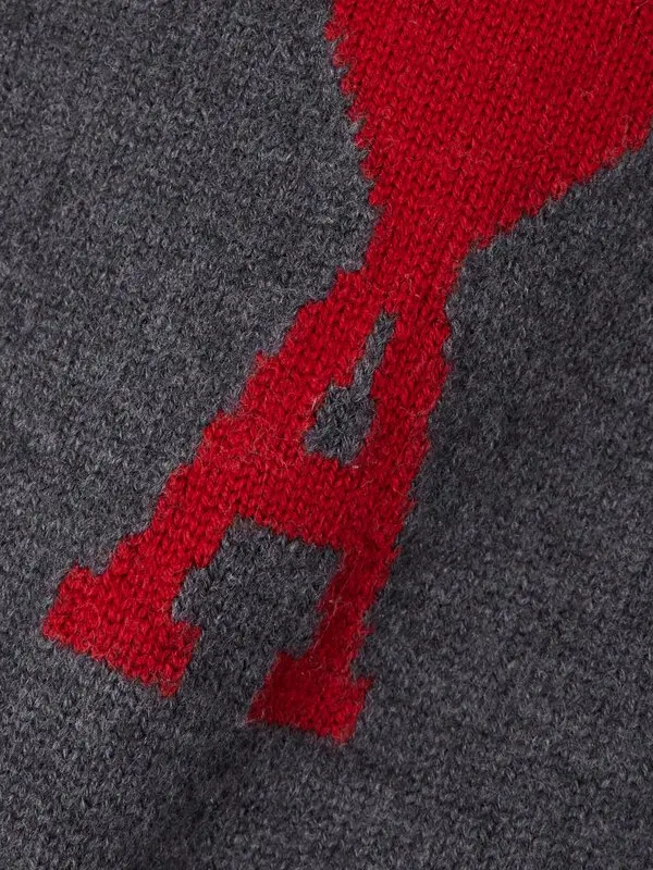 AMI Paris Wool Intarsia Cardigan With De Cœur' Motif