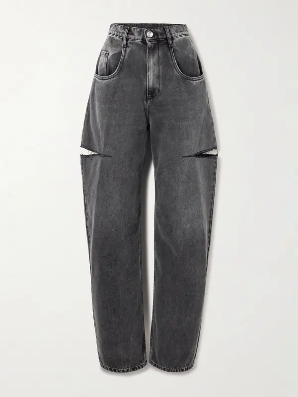 MAISON MARGIELA Cutout High-rise Wide-leg Jeans - Black