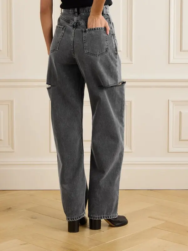 MAISON MARGIELA Cutout High-rise Wide-leg Jeans - Black