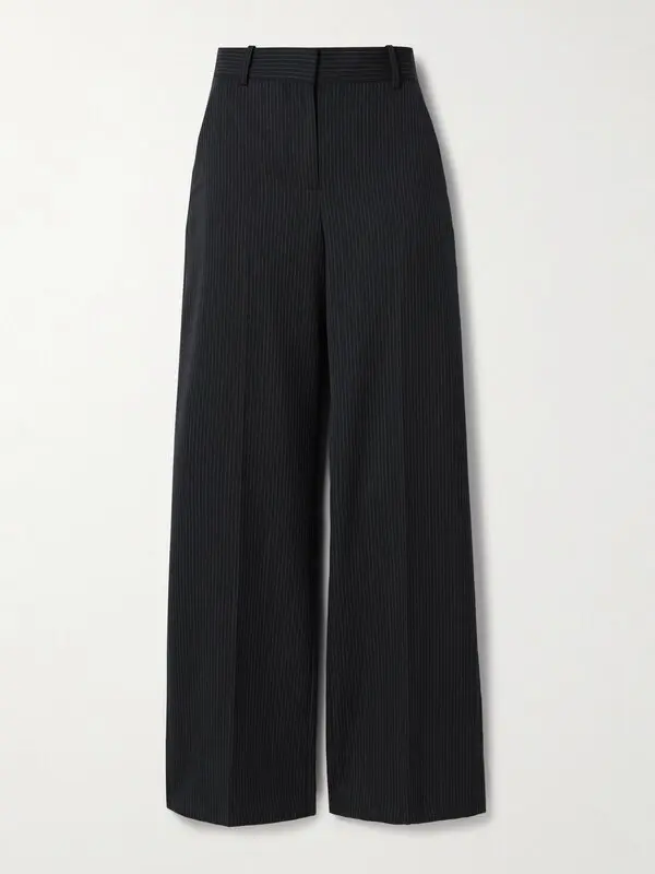Veronica De Piante Anya Pinstriped Wide-leg Wool Pants