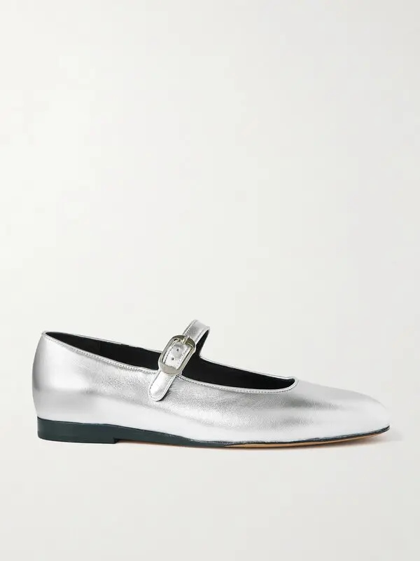 Le Monde Beryl Metallic Leather Mary Jane Flats