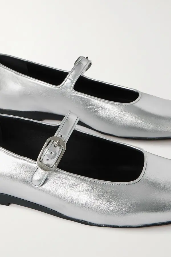 Le Monde Beryl Metallic Leather Mary Jane Flats