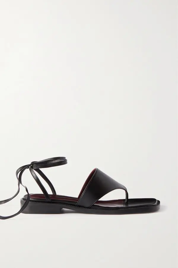 Staud Alexandre Leather Sandals - Black