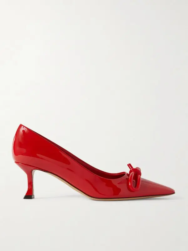 FERRAGAMO Annie Bow-embellished Patent-leather Pumps