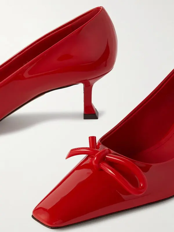 FERRAGAMO Annie Bow-embellished Patent-leather Pumps