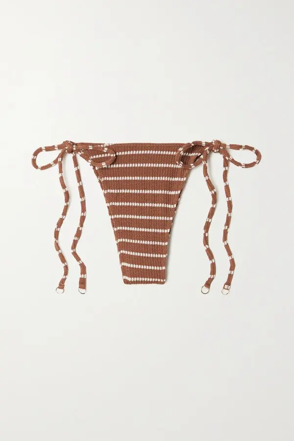 Faithfull The Brand Andrea Striped Bikini Briefs - Brown
