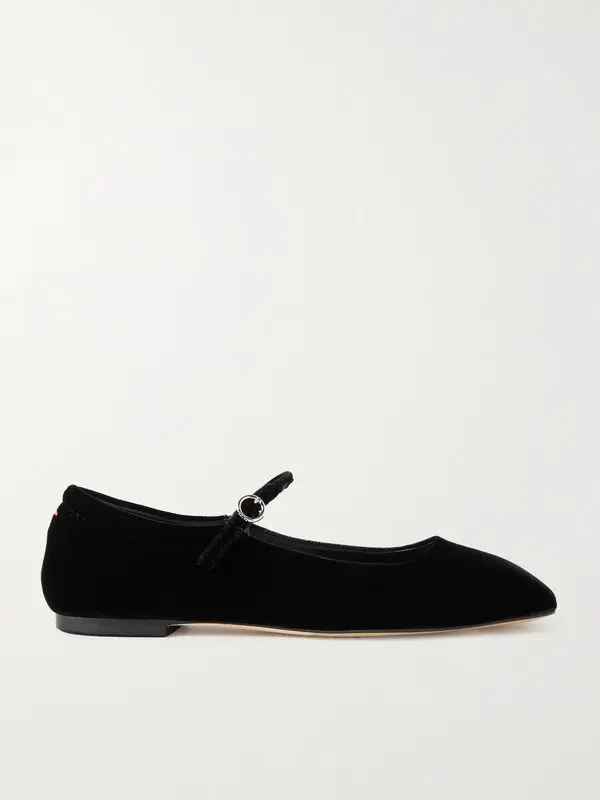 AeydĒ Uma Velvet Mary Jane Ballet Flats - Black