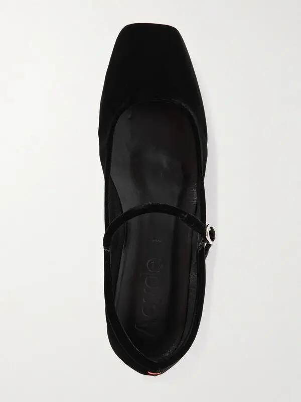 AeydĒ Uma Velvet Mary Jane Ballet Flats - Black