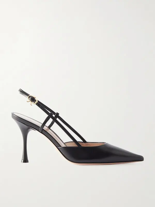 GIANVITO ROSSI Ascent 85 Leather Slingback Pumps - Black
