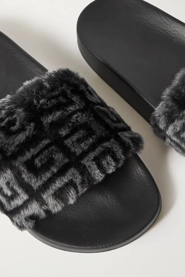 Givenchy Logo-print Shearling Slides