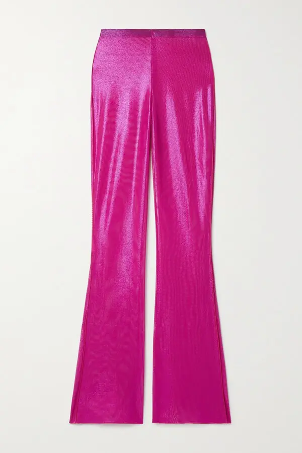 Oseree Stretch-lamé Flared Pants