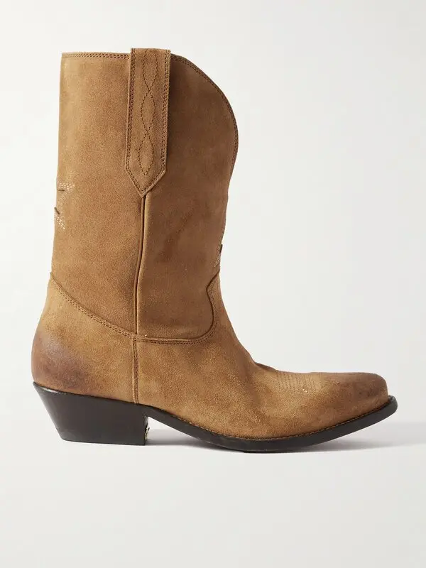 GOLDEN GOOSE Low Wish Star Suede Cowboy Boots