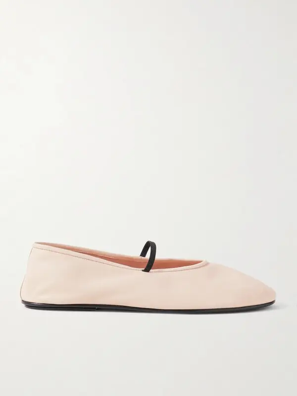 THE ROW Elastic Leather Ballerina Flats - Neutrals