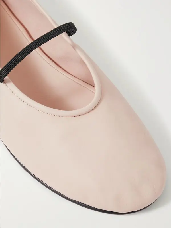 THE ROW Elastic Leather Ballerina Flats - Neutrals