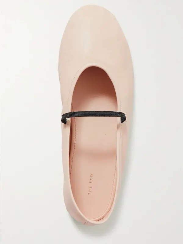 THE ROW Elastic Leather Ballerina Flats - Neutrals
