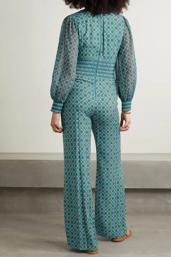 Alice + Olivia Reba Printed Crepe Jumpsuit