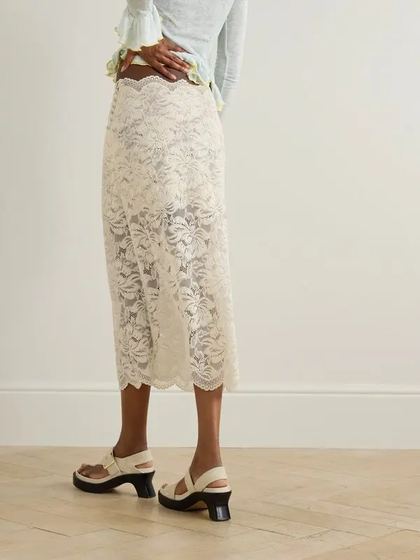 Rabanne Scalloped Lace Midi Skirt