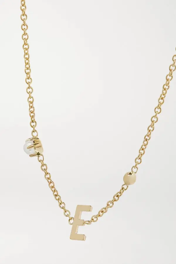STONE AND STRAND Initial 14-karat Pearl Bracelet
