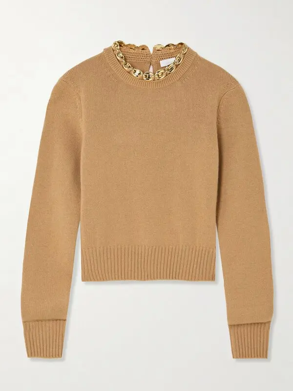 Rabanne Chainmail-embellished Wool And Cashmere-blend Sweater
