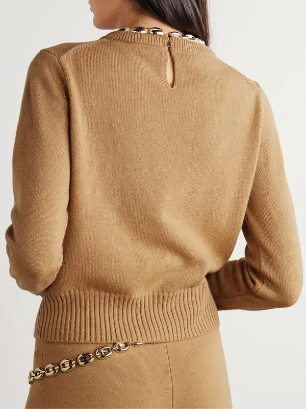 Rabanne Chainmail-embellished Wool And Cashmere-blend Sweater