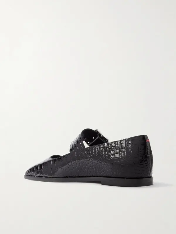 AeydĒ Sunny Croc-effect Leather Mary Jane Ballet Flats