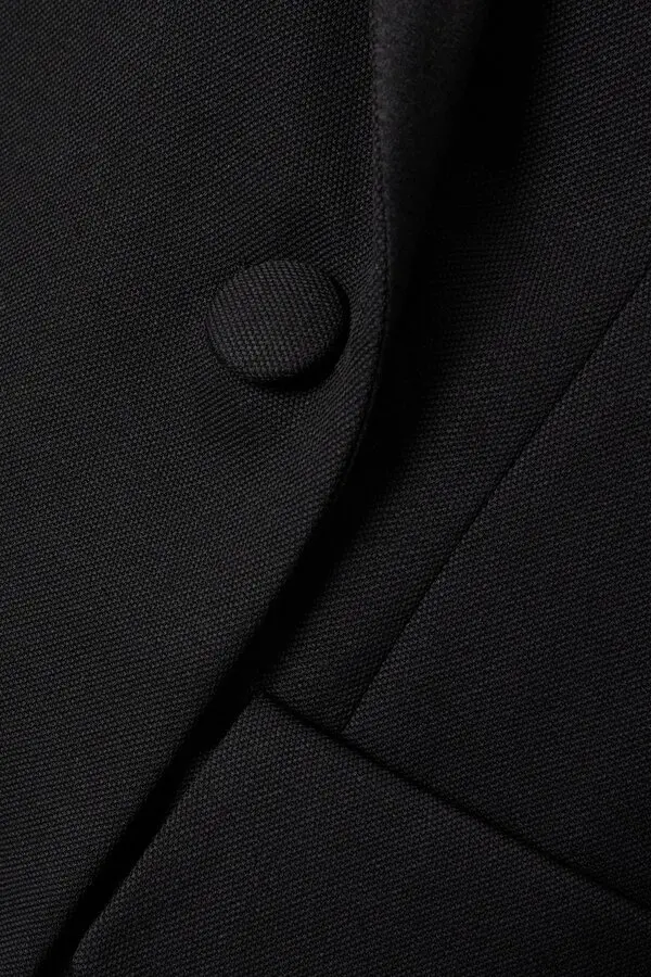 Wardrobe.NYC Double-breasted Silk-satin Trimmed Wool Coat