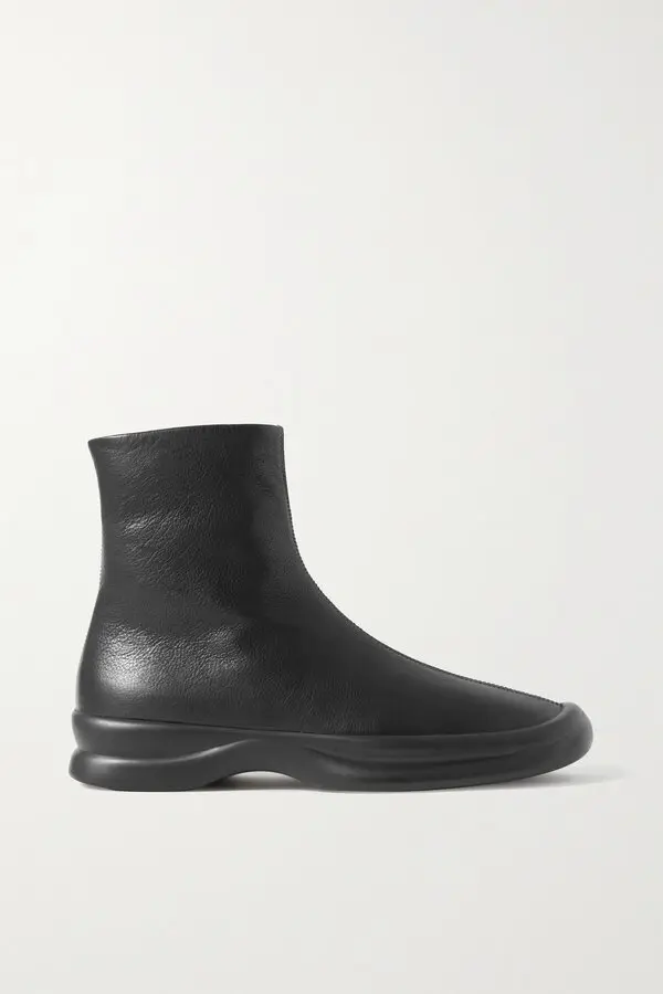 THE ROW Town Leather Ankle Boots