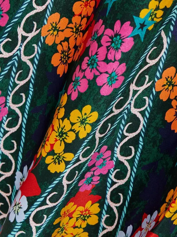 Saloni Fleur Printed Silk-satin Midi Dress