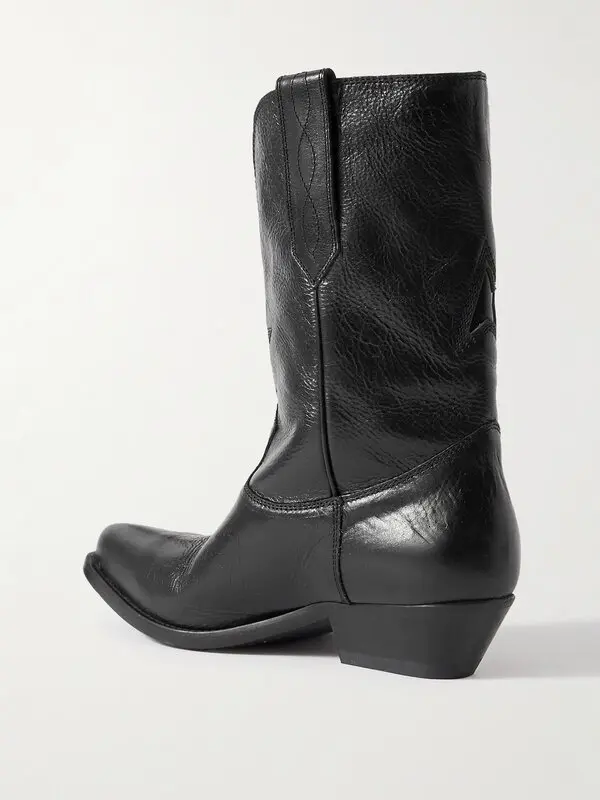 GOLDEN GOOSE Low Wish Star Textured-leather Cowboy Boots