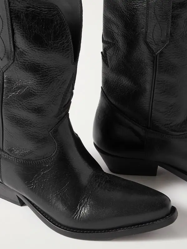 GOLDEN GOOSE Low Wish Star Textured-leather Cowboy Boots