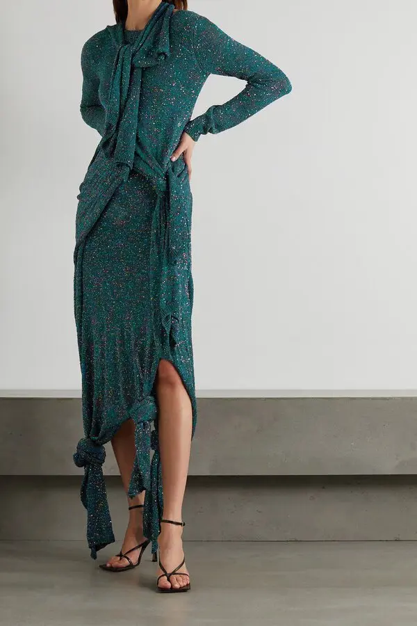 Loewe Knotted Sequined Knitted Skirt