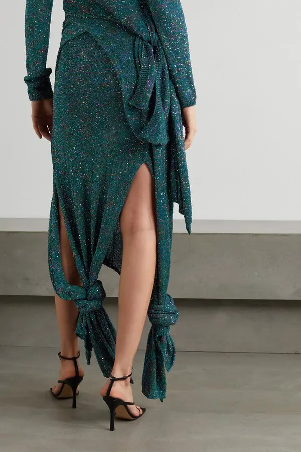 Loewe Knotted Sequined Knitted Skirt
