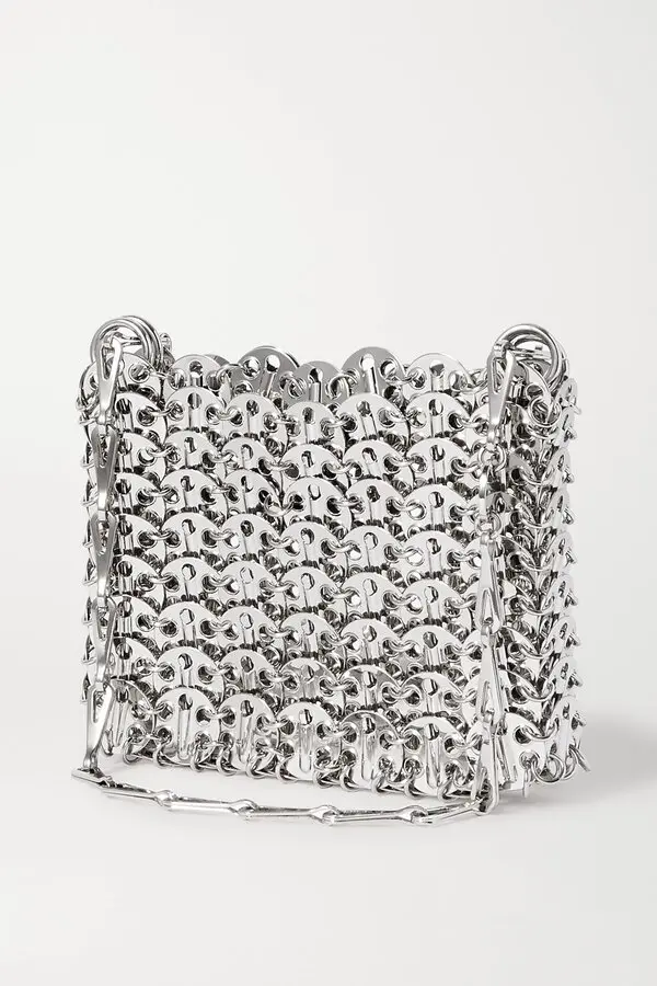 Rabanne Nano 1969 Paillette-embellished Chainmail Shoulder Bag - Silver