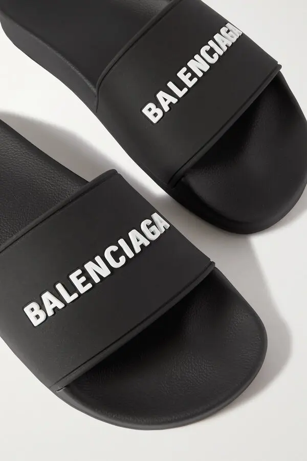 Balenciaga Piscine Logo Slides - Black