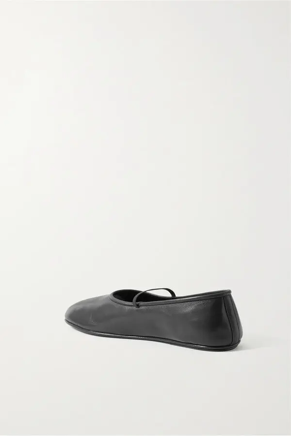THE ROW Elastic Leather Ballerina Flats - Black