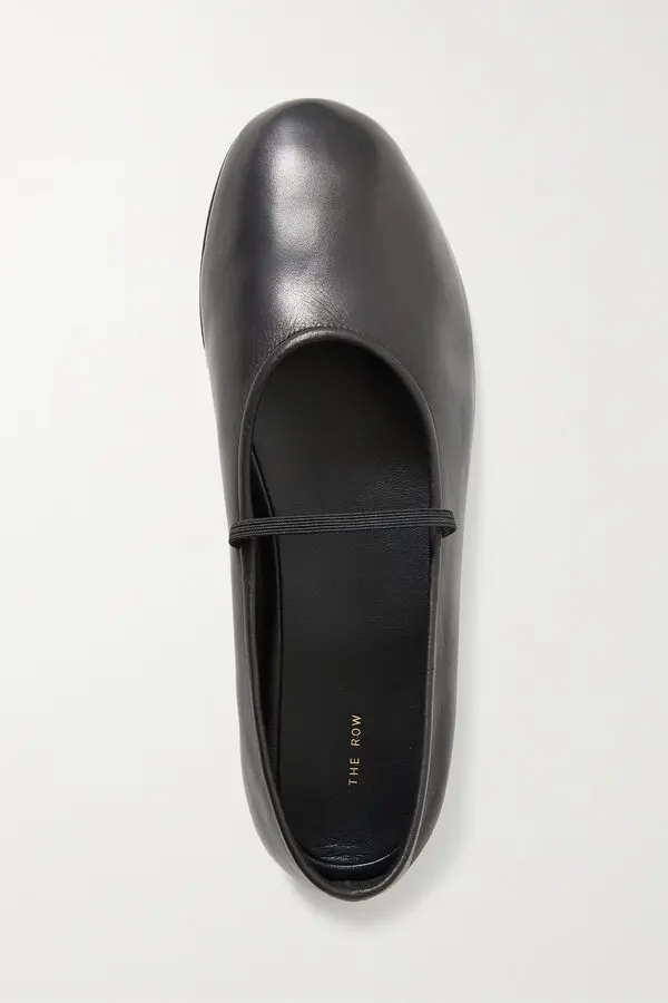 THE ROW Elastic Leather Ballerina Flats - Black