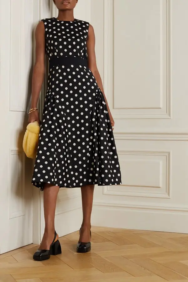 Erdem Penelope Belted Polka Dot Midi Dress