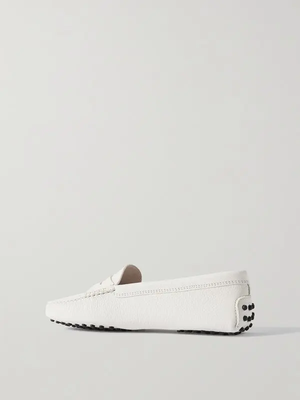 TOD'S Gommino Textured-leather Loafers - White