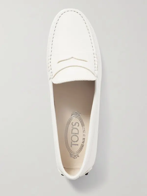 TOD'S Gommino Textured-leather Loafers - White