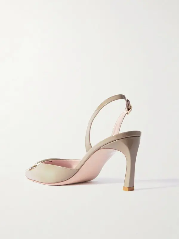 ROGER VIVIER Trompette 70 Patent-leather Slingback Pumps - Neutrals
