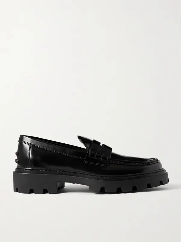 TOD'S Gomma Pesante Glossed-leather Loafers