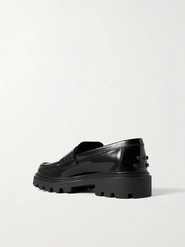 TOD'S Gomma Pesante Glossed-leather Loafers