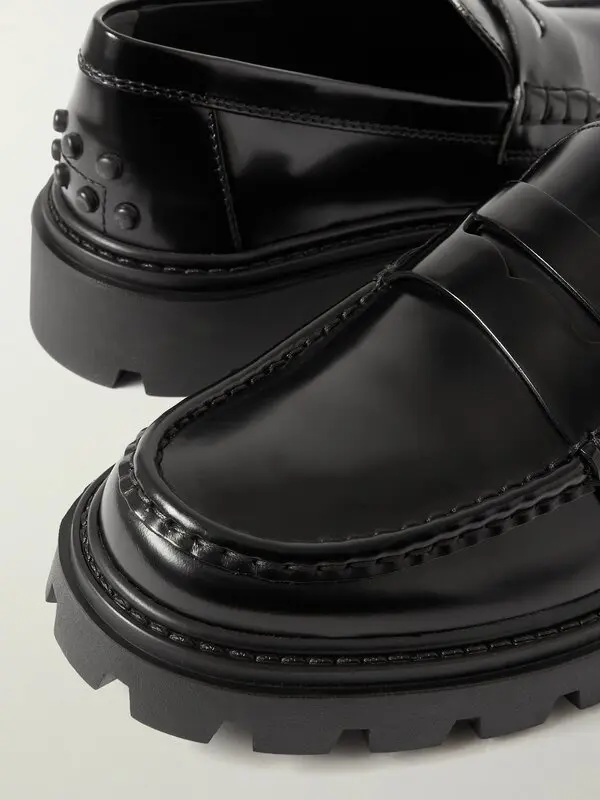 TOD'S Gomma Pesante Glossed-leather Loafers