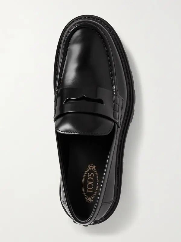 TOD'S Gomma Pesante Glossed-leather Loafers