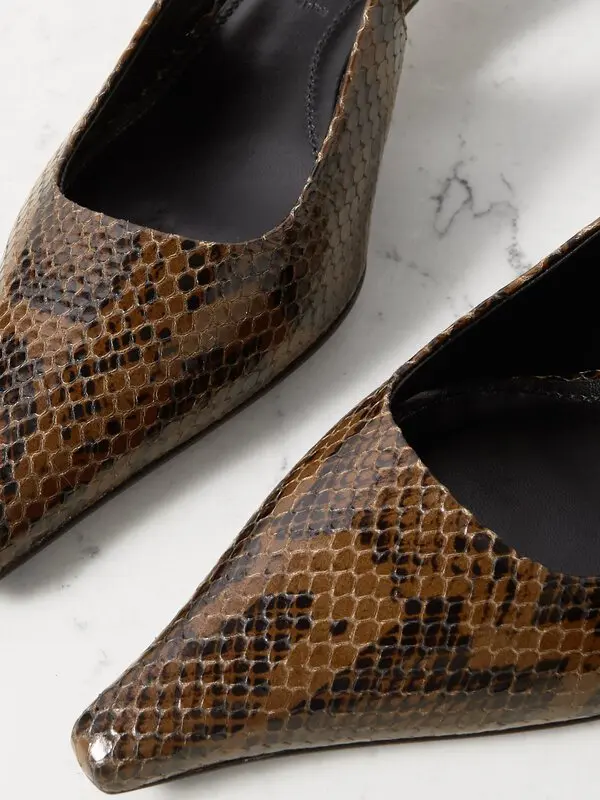 AeydĒ Catrina Snake-effect Leather Slingback Pumps